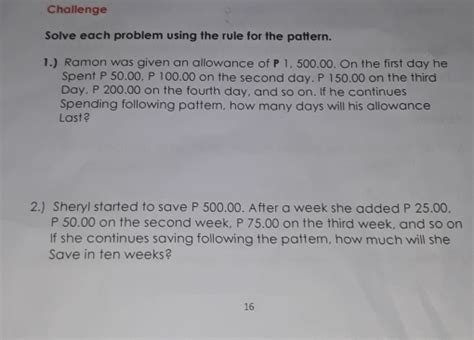 Solved Challenge Solve Each Problem Using The Rule For The Pattern 1