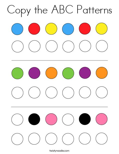 Copy The Abc Patterns Coloring Page Twisty Noodle Abc Patterns Pattern Worksheet Math Patterns
