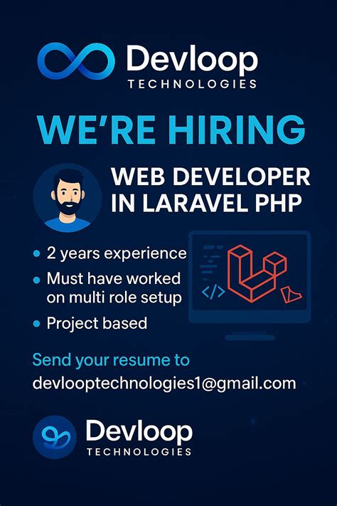 🚨 Were Hiring Laravel Php Web Developer 🔹 Experience 2 Years 🔹