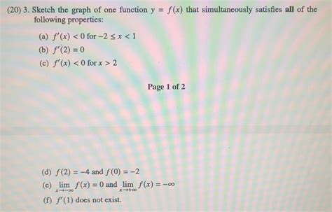 Solved Sketch The Graph Of One Function Y F X Chegg