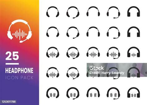 헤드폰 아이콘 벡터 요소 집합입니다 회색 배경에 고립 된 심플한 블랙 이어폰 심볼 실루엣 Dj에 대한 스톡 벡터 아트 및 기타 이미지 Dj 검은색 귀 부분 Istock