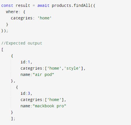 Node Js How To Query In String Array Types Field In Mysql Sequelize
