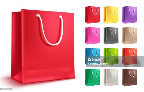 다채로운 쇼핑백 벡터 집합입니다 쇼핑과 패션에 대 한 빈 종이 가방 3차원 형태에 대한 스톡 벡터 아트 및 기타 이미지 3차원 형태 가방 갈색 Istock