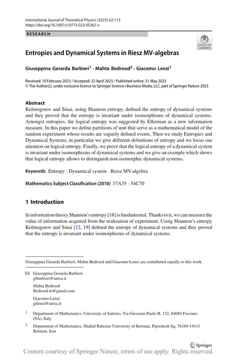 Entropies And Dynamical Systems In Riesz Mv Algebras Request Pdf