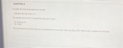 Solved Consider The Following Regression Model