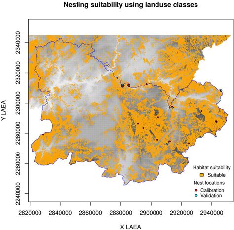 Predicted Locations Suitable For Nesting Using Land Use Classes