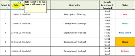 Bug Report Template Xls Cardtemplatemyid