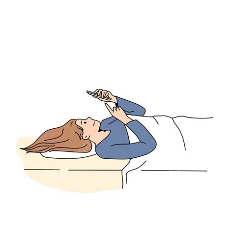 인터넷 중독 및 채팅 개념 여자 침대 불명증 Png 일러스트 및 벡터 에 대한 무료 다운로드 Pngtree