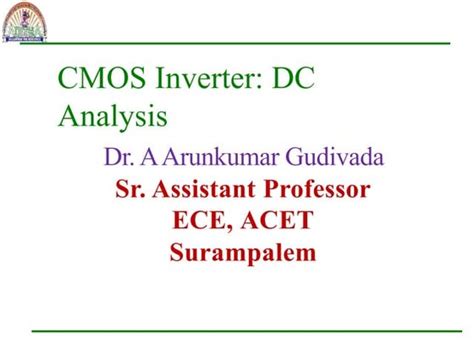 Dc Transfer Characteristics Of A Cmos Inverter Ppt