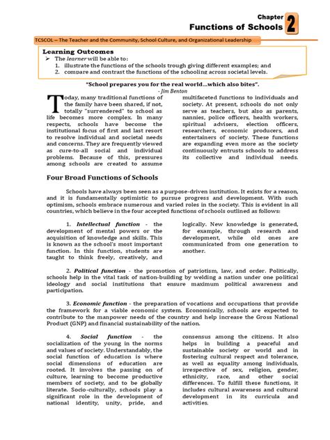 Chapter 2 Functions Of Schools Gsuite Pdf Socialization Disciplines