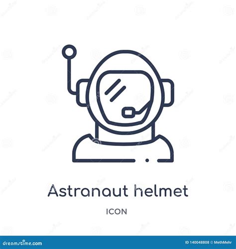 Astranaut Helmet Icon Thin Linear Astranaut Helmet Outline Icon Isolated On White Background