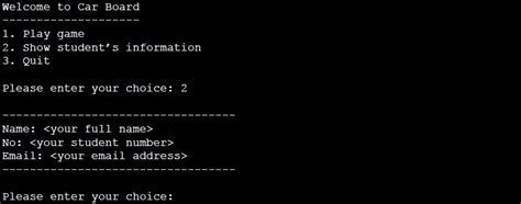 Cosc1076 Advanced Programming Techniques Car Board Assessment