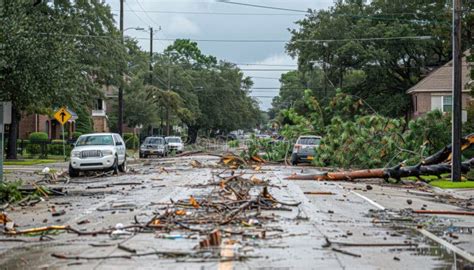 Fallen Trees And Debris Are Blocking A Road After A Hurricane Stock Photo Image Of Street