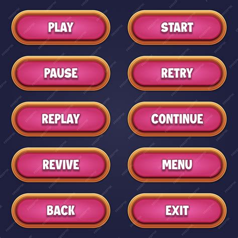 Premium Vector Set Of Pink Game Buttons For Mobile Games With