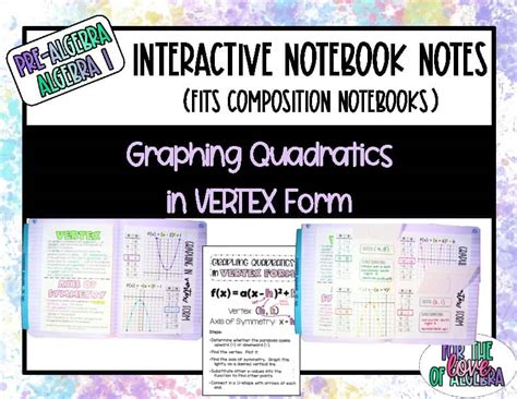 Graphing Quadratics In Vertex Form By For The Love Of Algebra Tpt