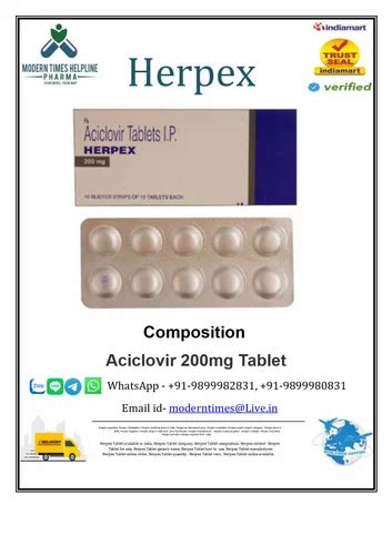 Herpex 200 Mg Tablet At Best Price In New Delhi By Modern Times