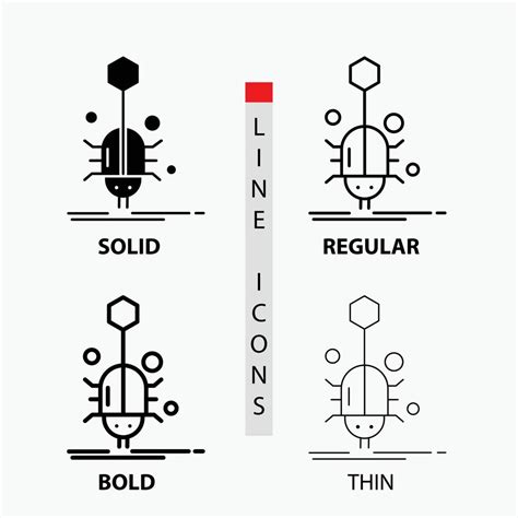 Bug Insect Spider Virus Web Icon In Thin Regular Bold Line And Glyph Style Vector