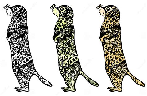 Gopher Groundhog Stylized Groundhog Silhouette Filled With Herbs And Flowers Stock Vector