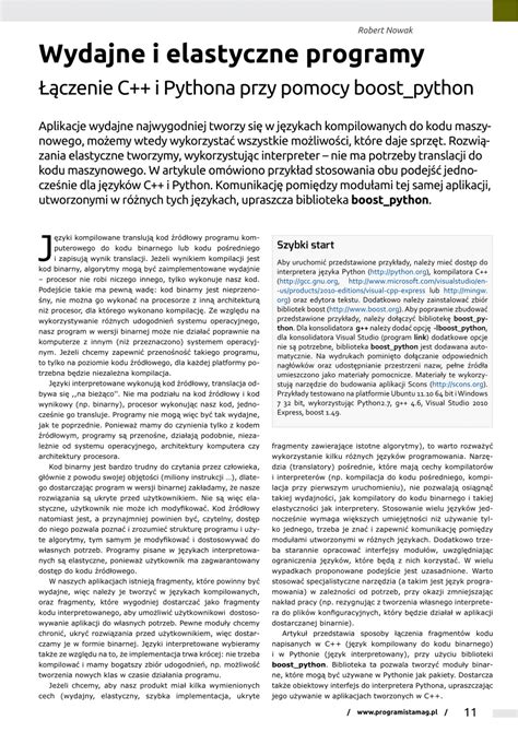 Pdf Wydajne I Elastyczne Programy Łączenie C I Pythona Przy Pomocy