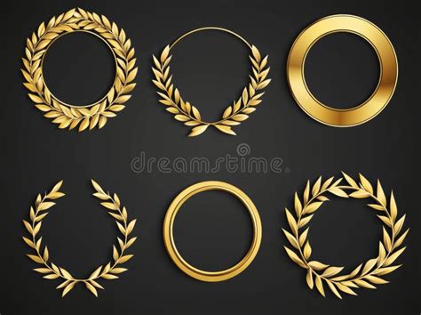 This Collection Contains Golden Shields Laurel Wreaths And Badges