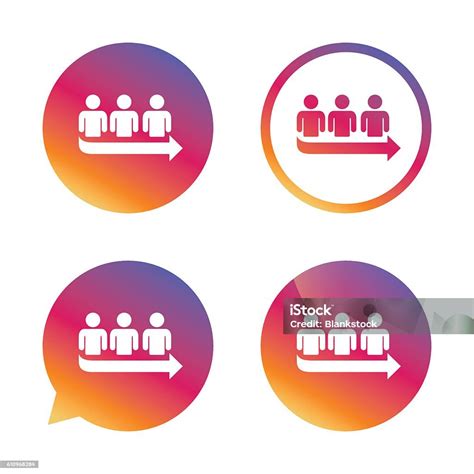 Queue Sign Icon Long Turn Symbol Stock Illustration Download Image Now Badge Business