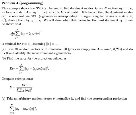 Solved Problem 4 Programmingthis Example Shows How Svd Can