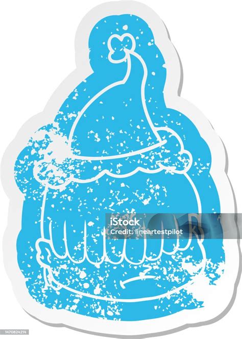 산타 모자를 쓰고 눈 위에 머리카락이 있는 얼굴의 기발한 만화 고민 스티커 귀여운에 대한 스톡 벡터 아트 및 기타 이미지 귀여운 낙서 드로잉 눈 신체 부분 Istock