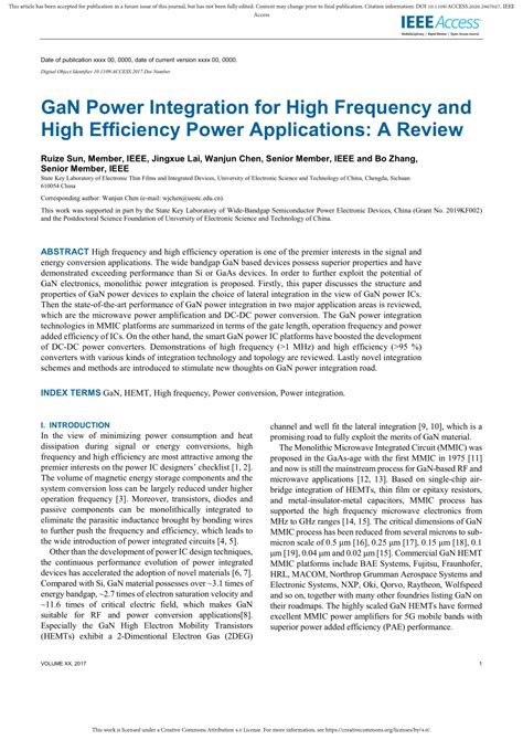 Pdf Gan Power Integration For High Frequency And High Efficiency Power Applications A Review