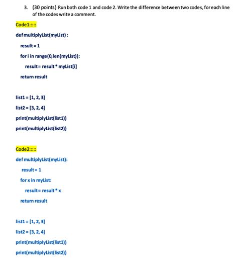 Solved 3 30 Points Run Both Code 1 And Code 2 Write The