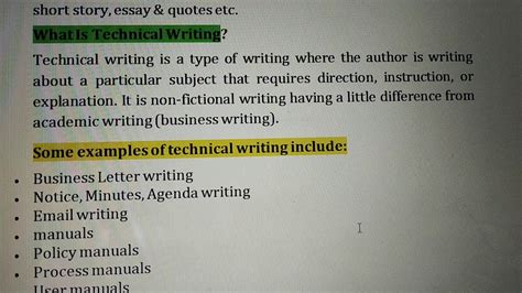 Different Examples Of Technical Writing