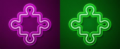 보라색과 녹색 배경에 고립 된 빛나는 네온 라인 퍼즐 조각 장난감 아이콘 벡터 0명에 대한 스톡 벡터 아트 및 기타 이미지 0명 개념 개체 그룹 Istock