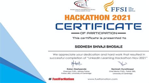 Siddhesh Bhosale On Linkedin Linkedinlearning Fuelfornation Hackathon