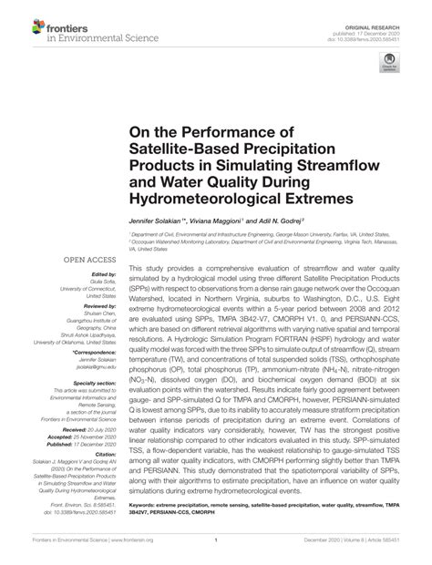 Pdf On The Performance Of Satellite Based Precipitation Products In Simulating Streamflow And