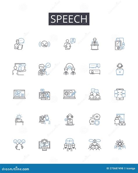 Speech Line Icons Collection Delivery Oratory Discourse Verbalization Dialogue Expression