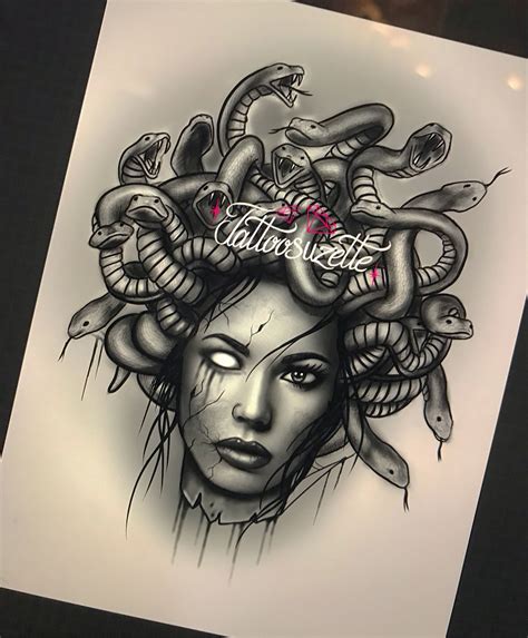Realistic Medusa Tattoo Drawing Realistic Portrait Tattoos