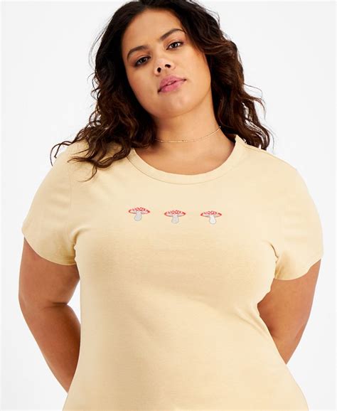 Rebellious One Trendy Plus Size Mushroom Embroidered T Shirt Dress Macys