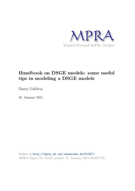 Pdf Handbook On Dsge Models Some Useful Tips In Modeling A Dsge Models
