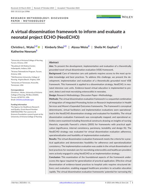 A Virtual Dissemination Framework To Inform And Evaluate A Neonatal Project Echo Neoecho