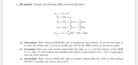 solved 1 25 points consider the following ode numerical