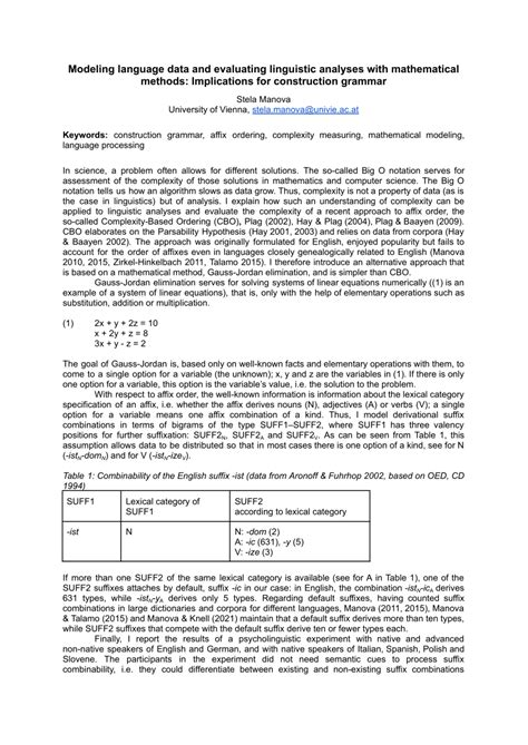 Pdf Modeling Language Data And Evaluating Linguistic Analyses With