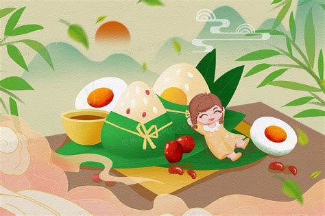 端午节粽子鸭蛋插画背景图片下载 3000x2000像素JPG格式 编号vdjf092jv 图精灵