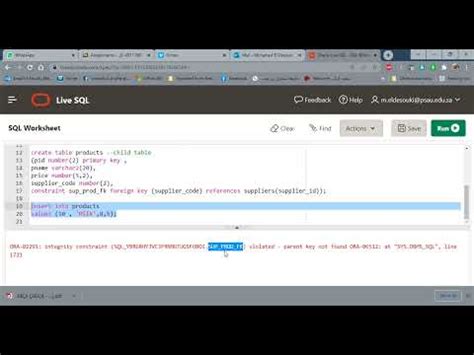 PSAU Course IS Oracle SQL Lab Linking Two Tables Foreign Key Constraint