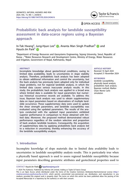 Pdf Probabilistic Back Analysis For Landslide Susceptibility