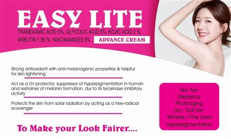 Easylite Advance Tranexamic Acid Glycolic Acid Kojlc Acid Dipalmitate Alpha Tocopheryl Acetate