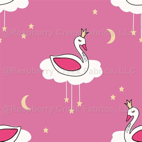 Sleeping Swans On Pink Raspberry Creek Fabrics