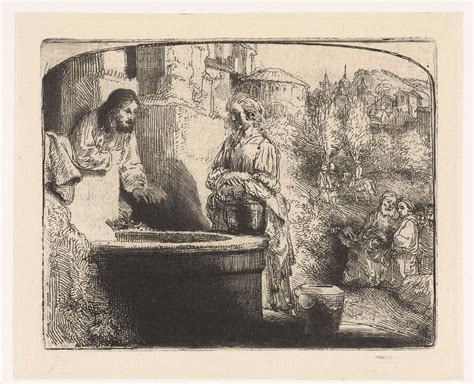 Rembrandt Christ And The Woman Of Samaria An Arched Print