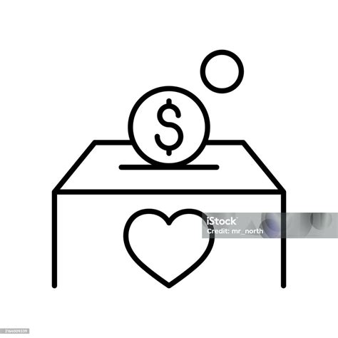 얇은 선 스타일의 기부 아이콘 벡터 일러스트 레이 션 그래픽 디자인 0명에 대한 스톡 벡터 아트 및 기타 이미지 0명