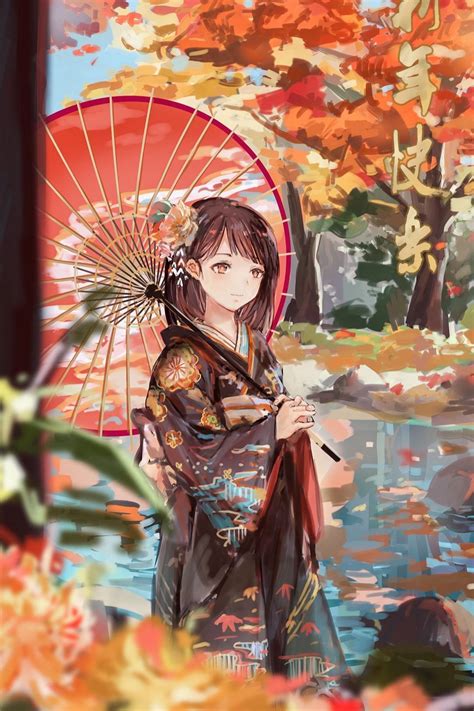 Красивые обои аниме для подростков Anime Iphone 8 Kimono