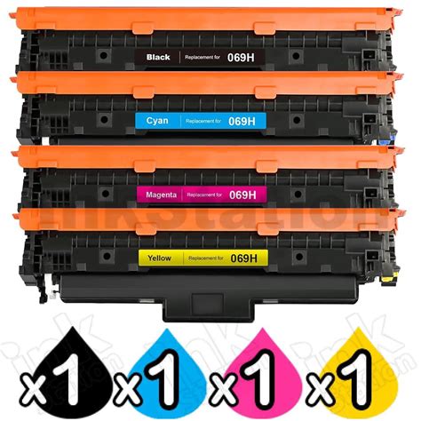 Canon 4 Pack Cart 069h High Yield Compatible Toner Cartridges Combo [1bk 1c 1m 1y] Toner
