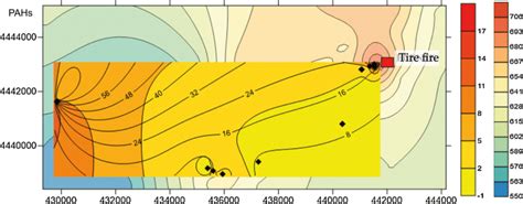 Contour Map Of The Distribution Of Total Pahs The X And Y Axes